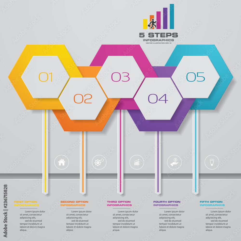 5 steps Timeline infographic element. 5 steps infographic, vector ...