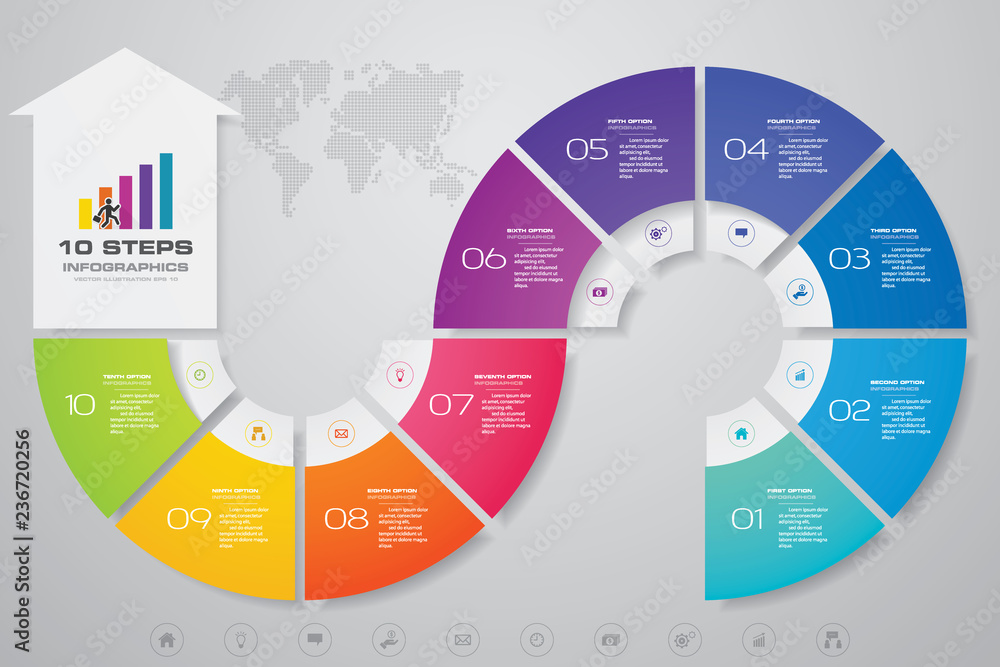 8 steps arrow infographics chart design element. For data presentation ...
