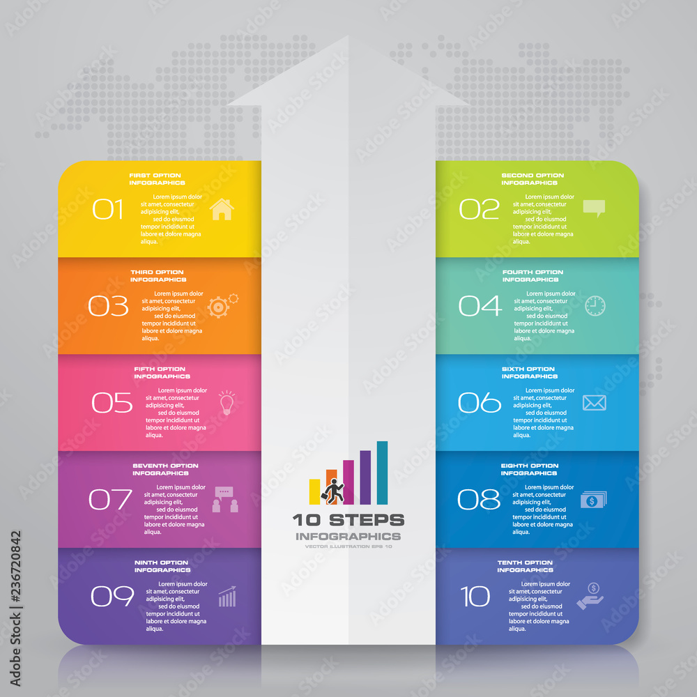 10 steps arrow infographics chart design element. For data presentation ...