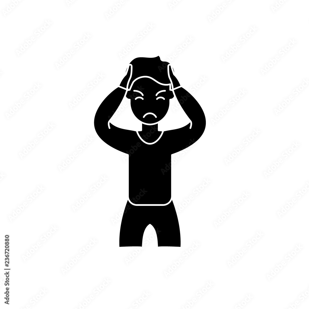 Anxiety black icon, concept vector sign on isolated background. Anxiety ...