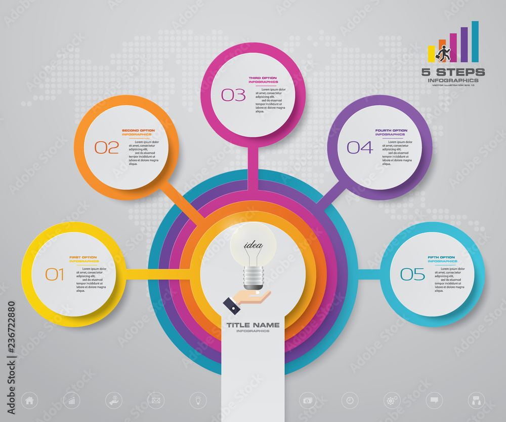 5 steps simple&editable process chart infographics element. EPS 10 ...