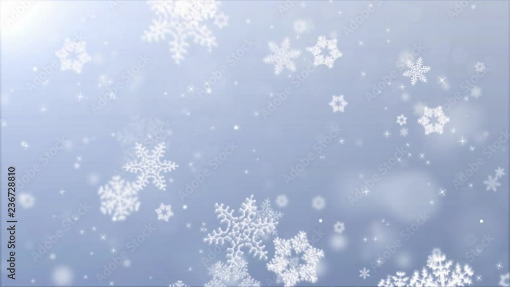 Falling down White Smooth slow motion snowflakes from left to right ...