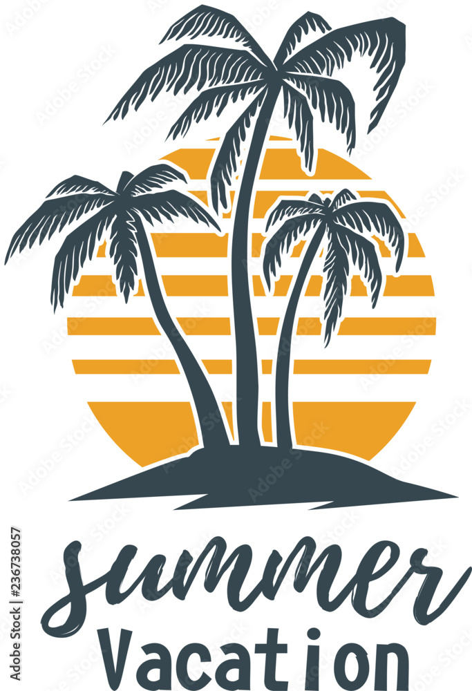 Summer emblem with palms. Design element for logo, label, sign, t shirt ...