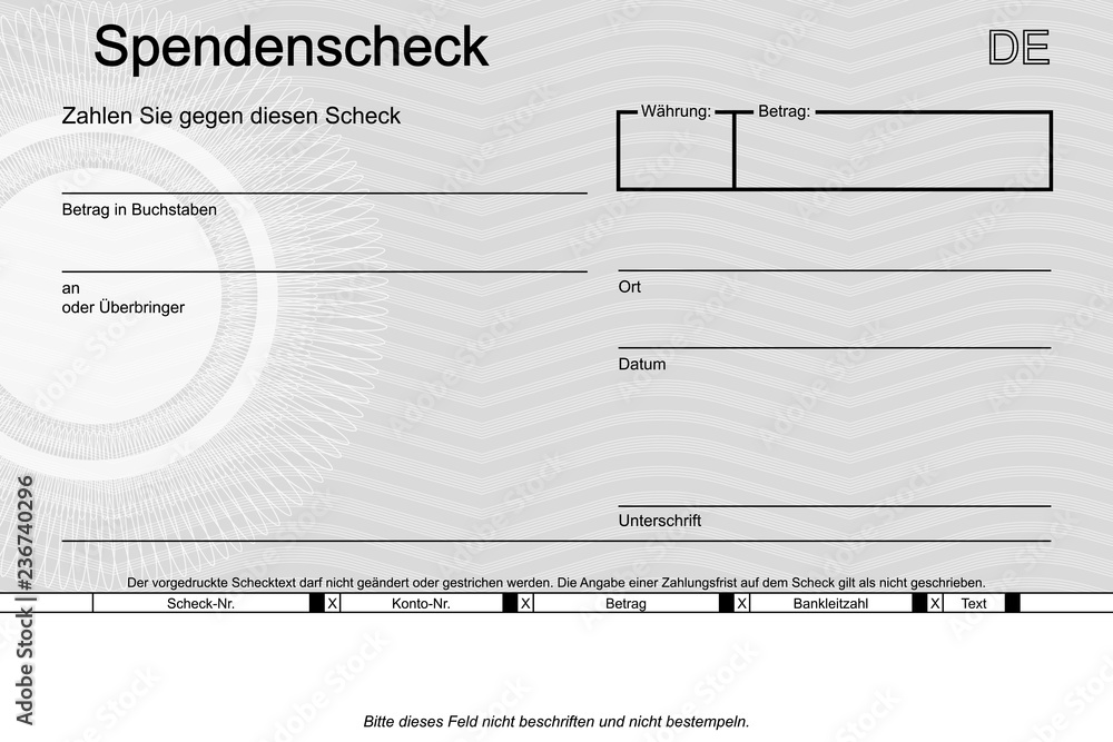 Vetor de Spendenscheck - Muster Vorlage grau do Stock | Adobe Stock
