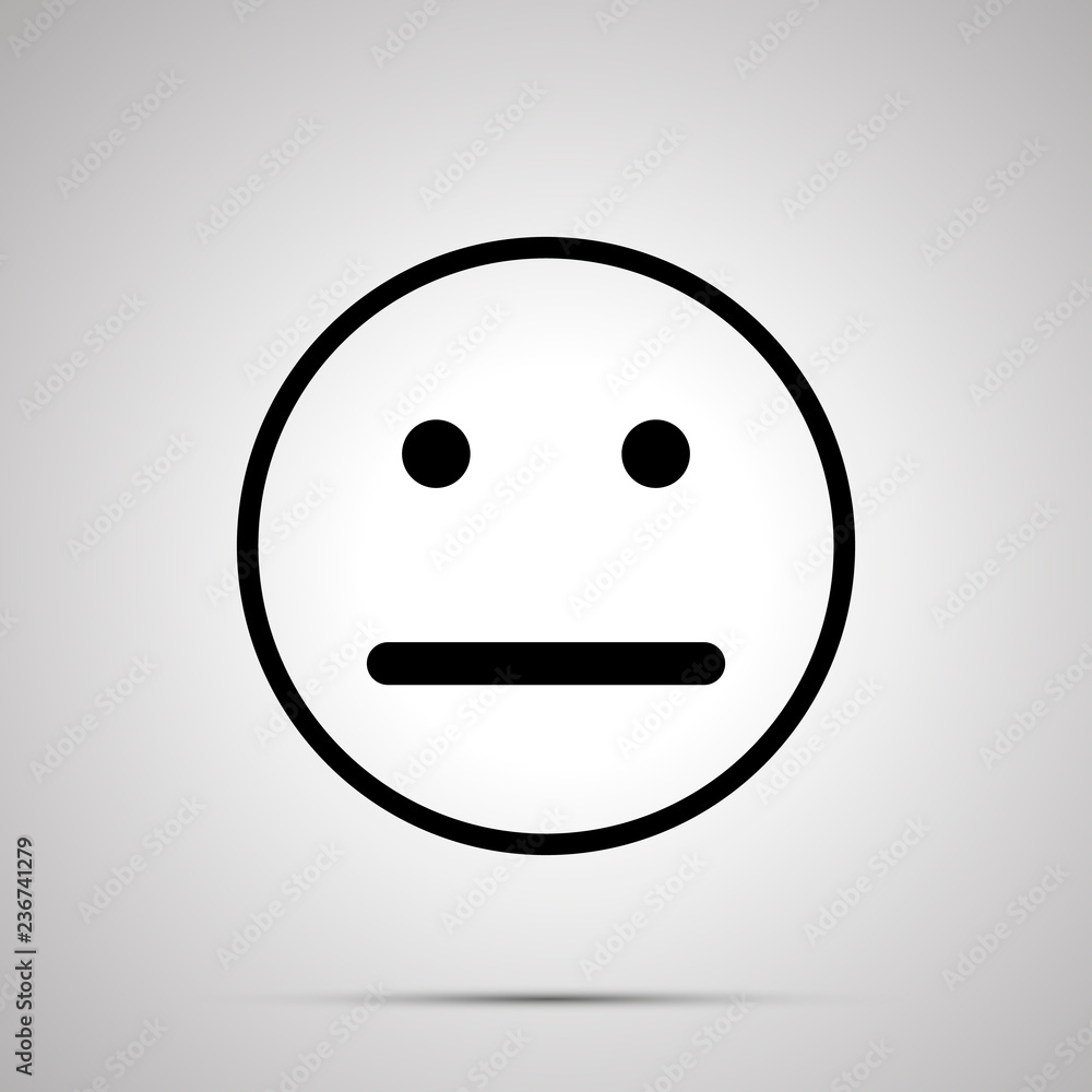 Neutral face emoticon for rate of satisfaction level, simple black ...