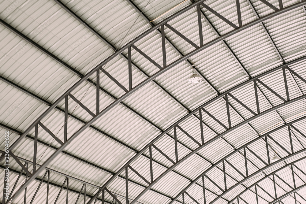Pattern of steel roof framework, Curve roof steel design structure with ...