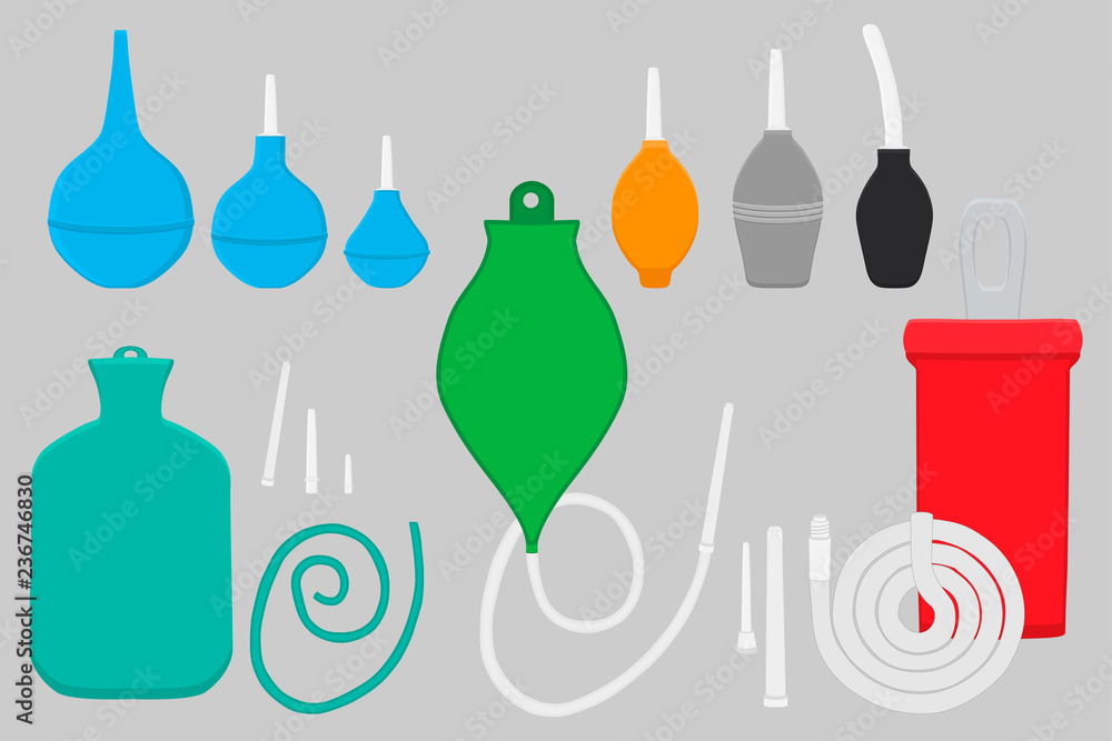 Plakát set different types enemas of different size for hospital ...