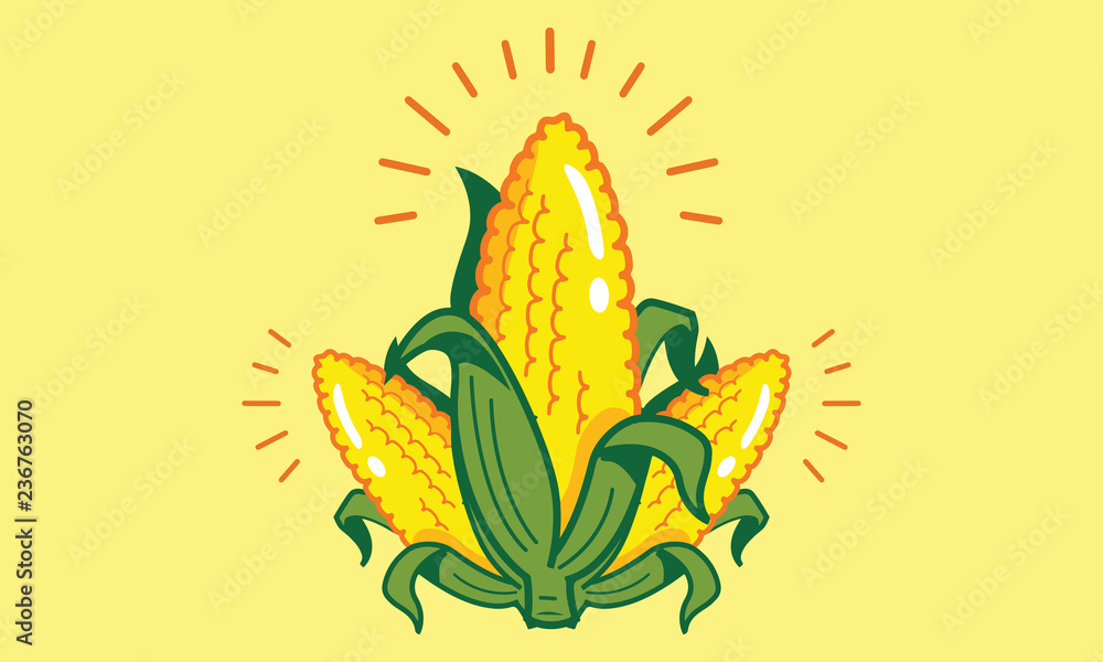 Cartoon Fresh Corn Vector Stock Vector | Adobe Stock