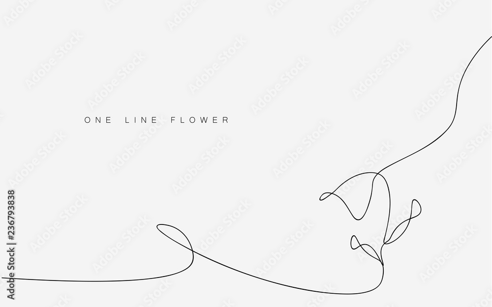 Spring flowers isolated on white background. Continuous line drawing ...
