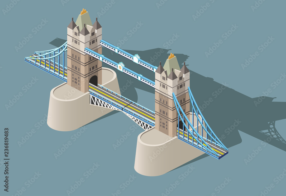 Tower Bridge vector 3d isometric illustration Stock Vector | Adobe Stock