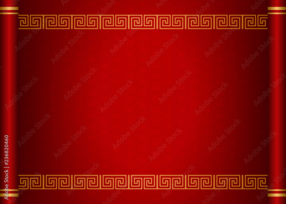 Retro traditional Chinese style red scroll paper template spiral cross ...