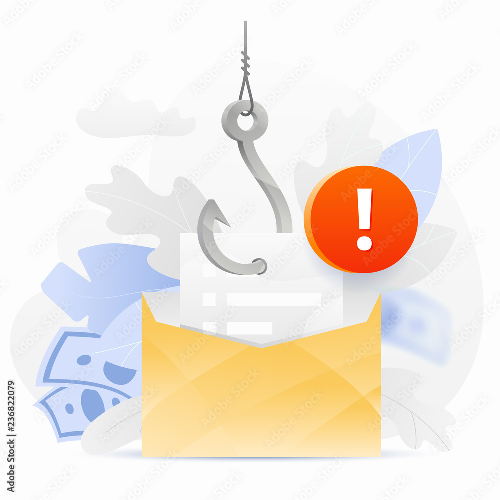 Phishing Email Alert Illustration Stock Vector | Adobe Stock
