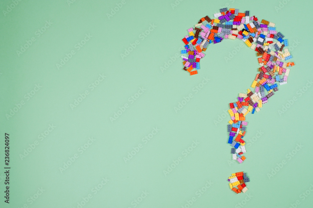 Question mark of constructor blocks. Stock Photo | Adobe Stock