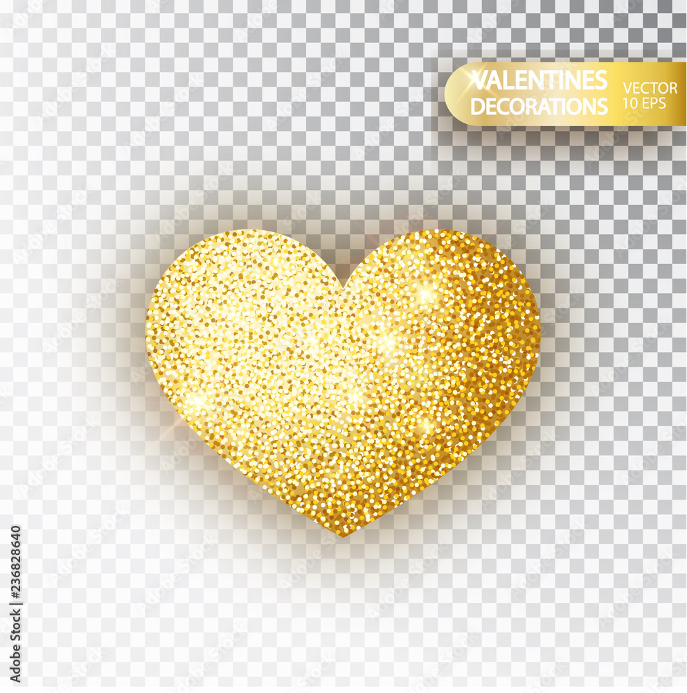 Heart golden glitter isoleted on transparent background. Gold sparkles ...