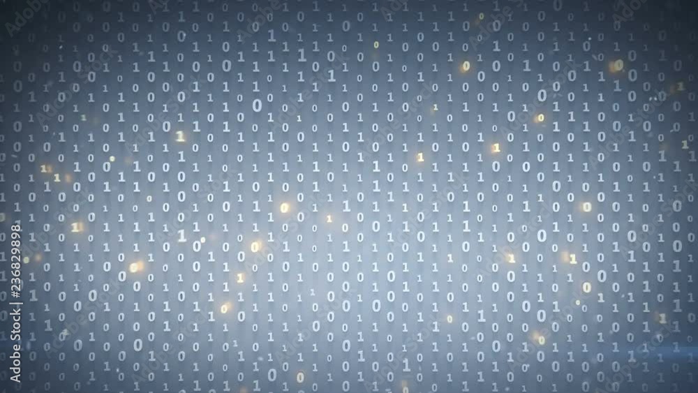 Binary code array with glowing symbols. Computer generated abstract motion background. Seamless ...