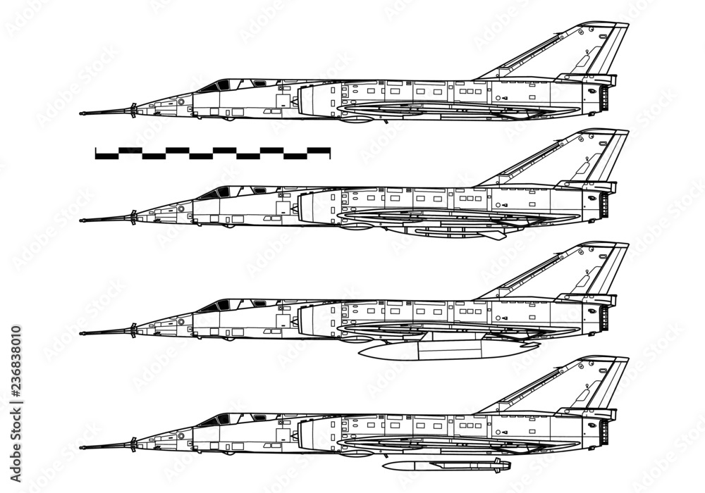 Dassault MIRAGE IV. Outline drawing Stock Vector | Adobe Stock