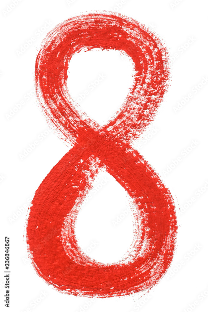 8 - Hand painted red isolated watercolor numbers Stock Illustration ...