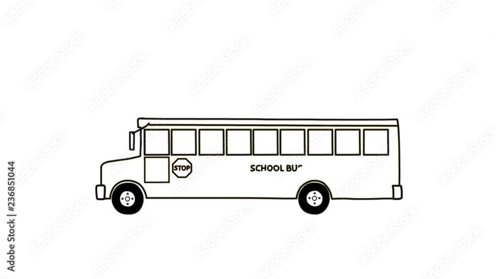 School bus drawing animation Stock Video | Adobe Stock