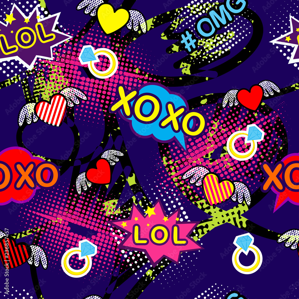Abstract seamless sport pattern for girl and boy. Creative colorful ...