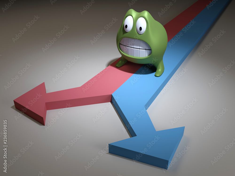 Cartoon Illustration, Fork in the road, diverging paths, indecision ...