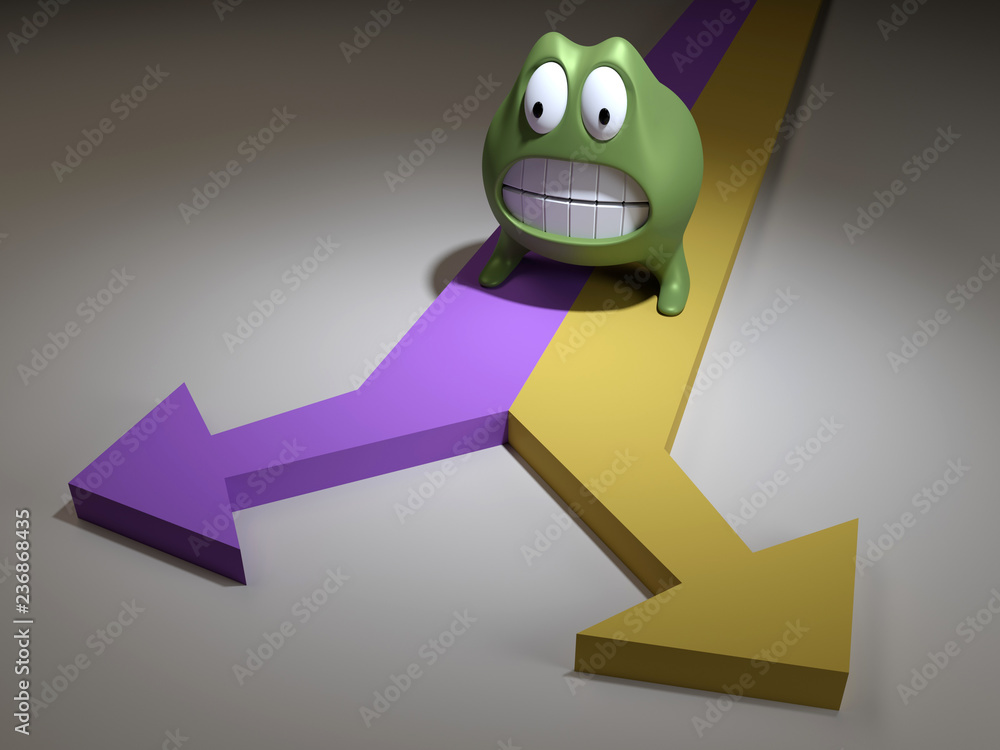 Cartoon Illustration, Fork in the road, diverging paths, indecision ...