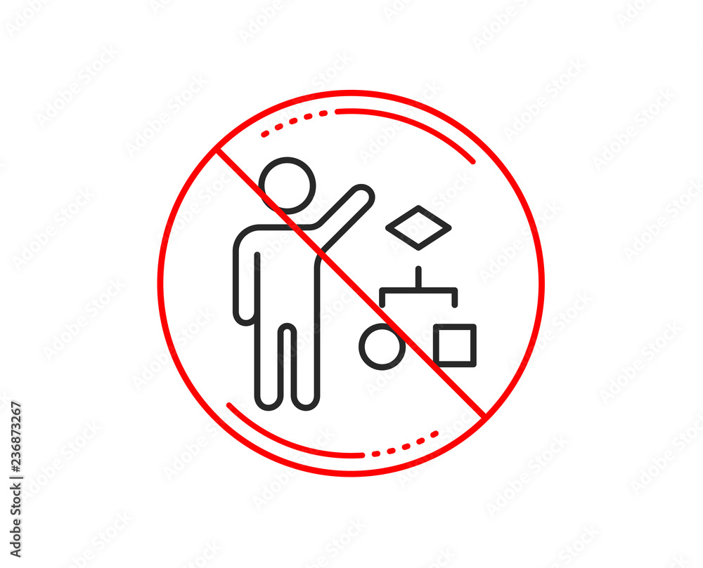 No or stop sign. Algorithm line icon. Business management sign ...