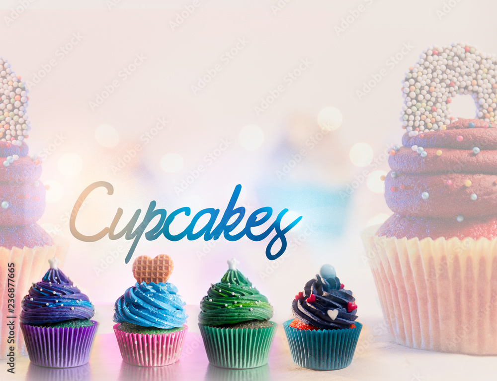 Large sweets, cupcake banner / wallpaper. Copy space Stock Photo ...