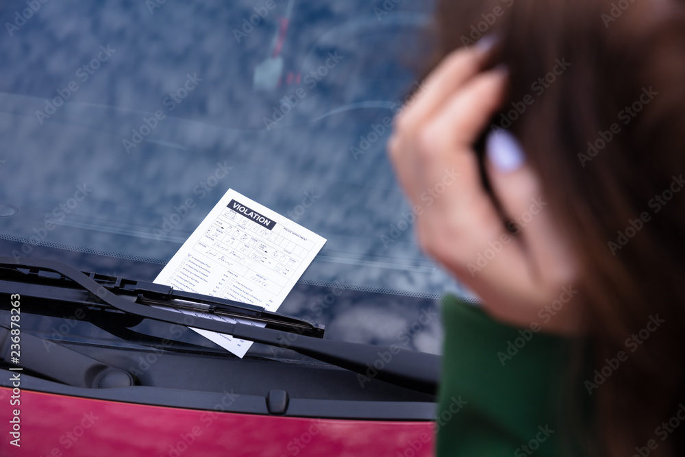 Car With Ticket Fine For Parking Violation Stock Photo | Adobe Stock