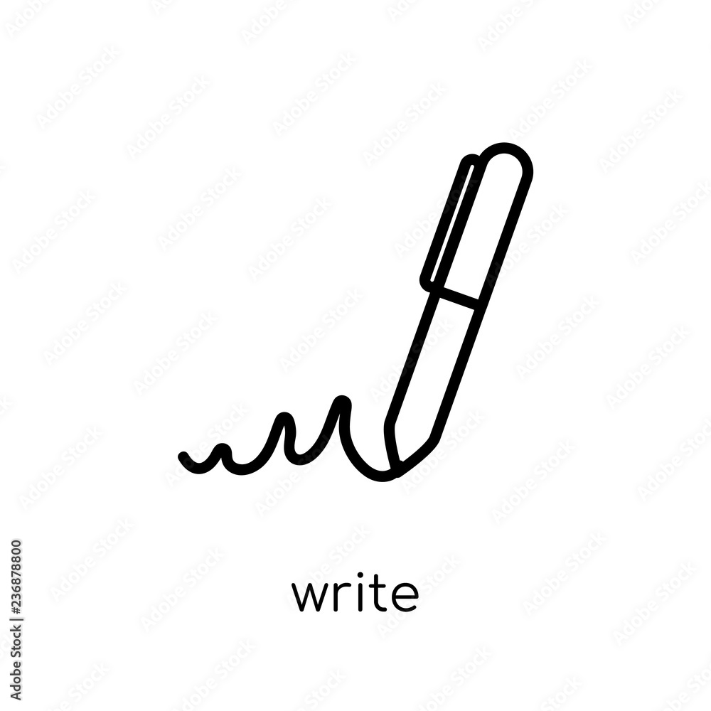 write icon. Trendy modern flat linear vector write icon on white ...