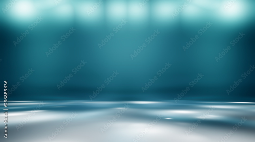 perspective floor backdrop blue room studio with light blue gradient ...