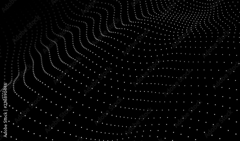 Wave 3d. Wave of particles. Futuristic point wave. Design for poster ...