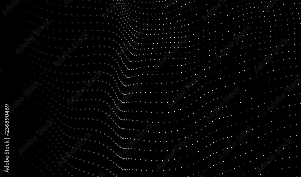 Wave 3d. Wave of particles. Futuristic point wave. Design for poster ...