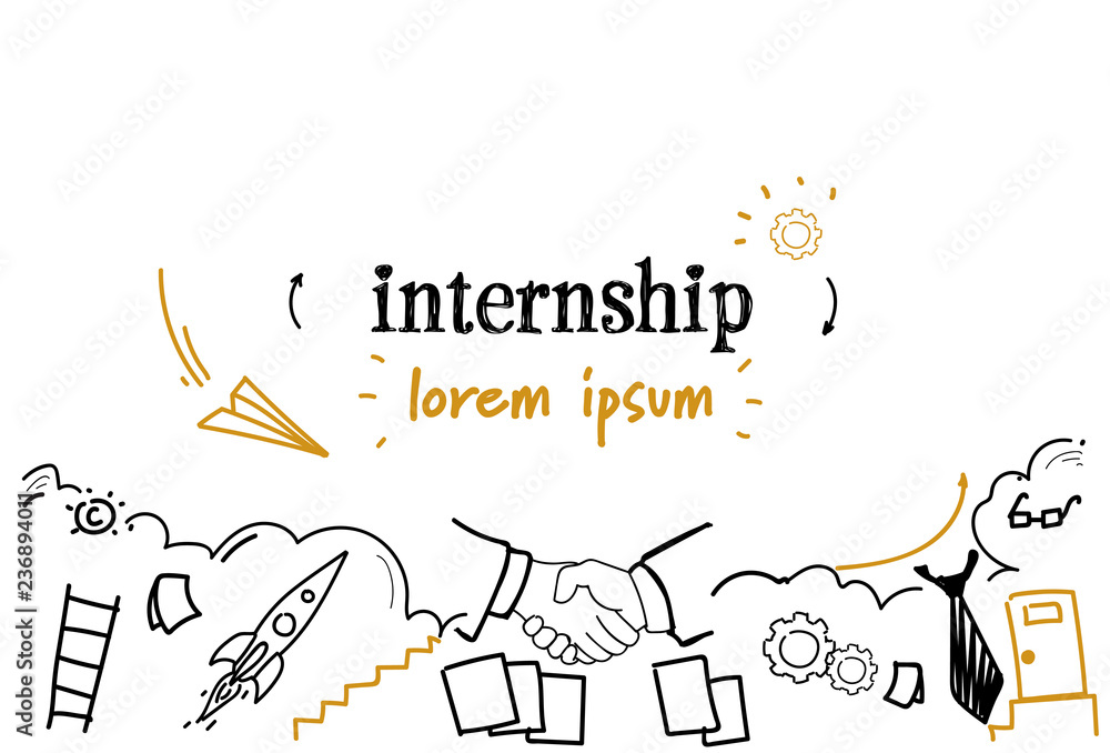 new job learning practice experience internship concept sketch doodle ...