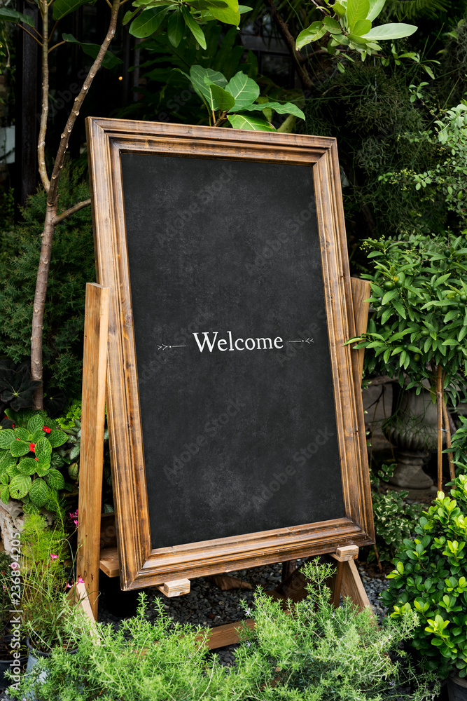Welcome wooden frame board mockup Stock Photo | Adobe Stock
