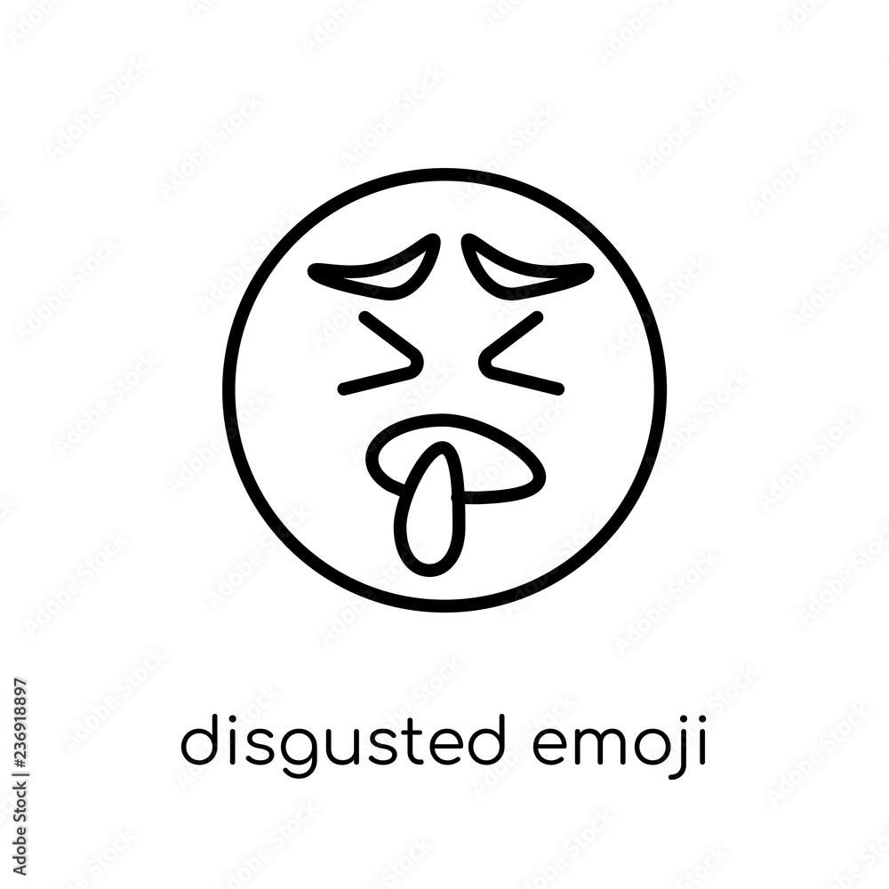disgusted emoji icon. Trendy modern flat linear vector disgusted emoji ...
