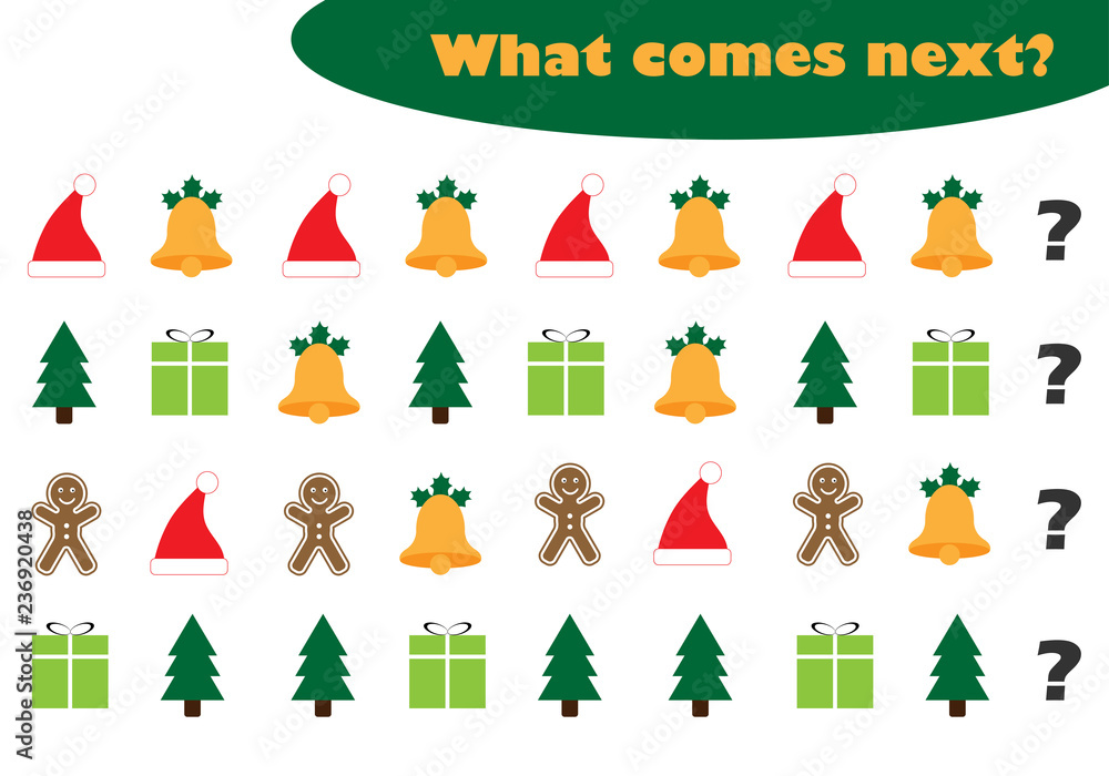 Vettoriale Stock What comes next with christmas pictures for children ...