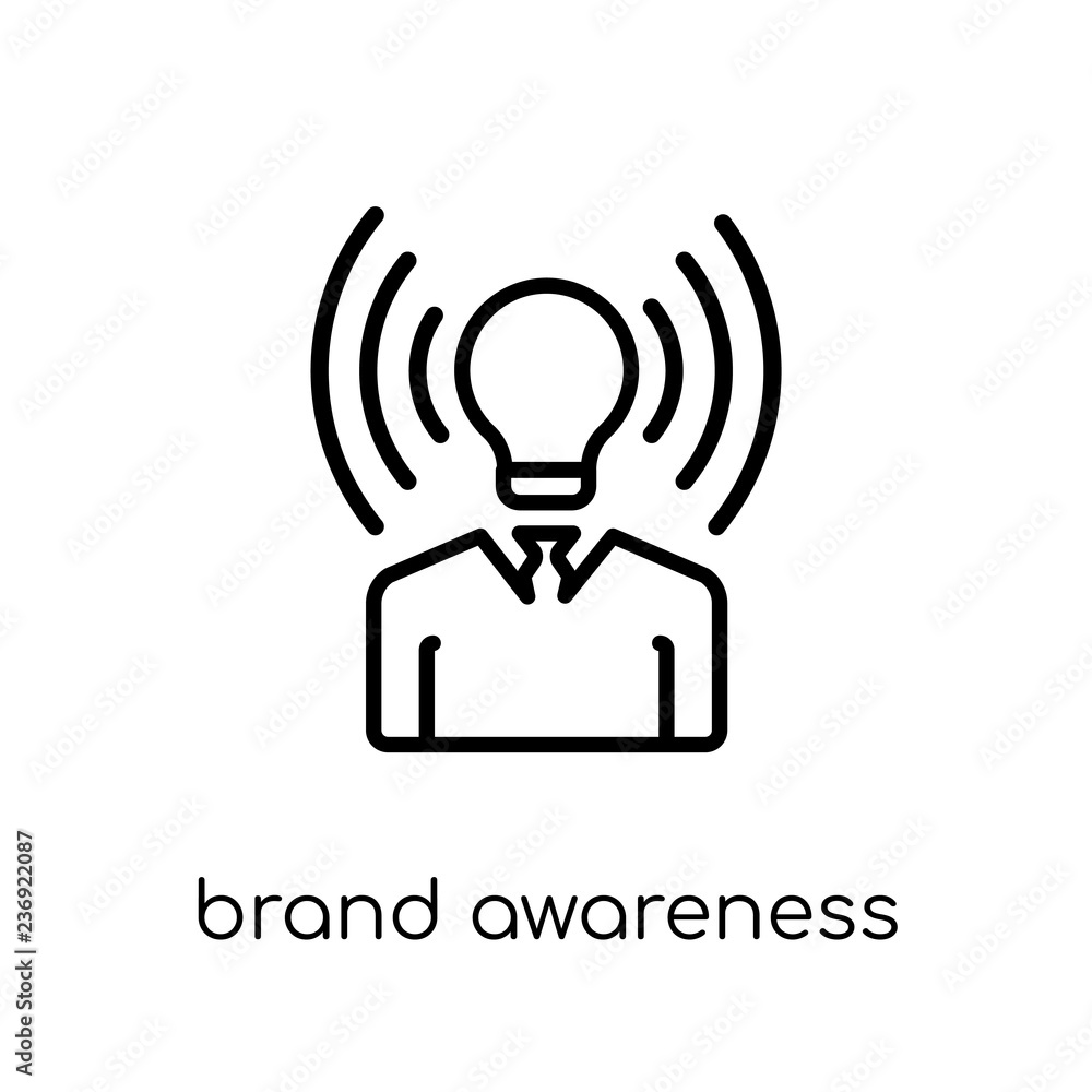 brand awareness icon. Trendy modern flat linear vector brand awareness ...