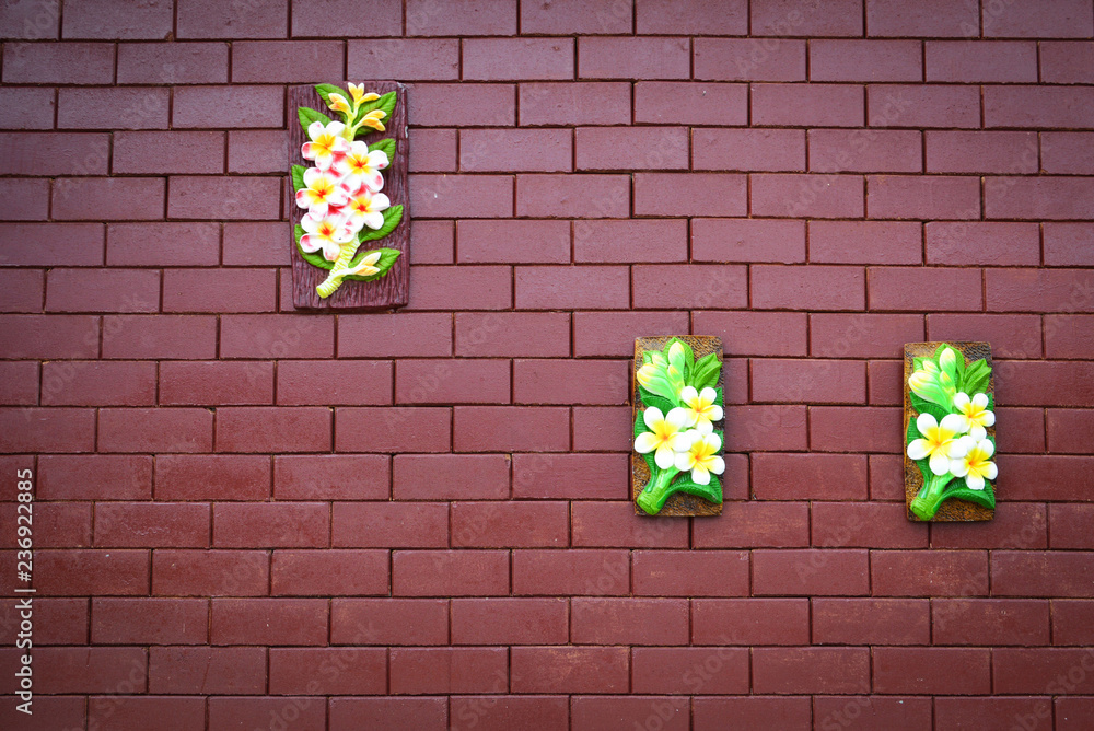 brick wall texture background / red brown brick pattern with seramic ...