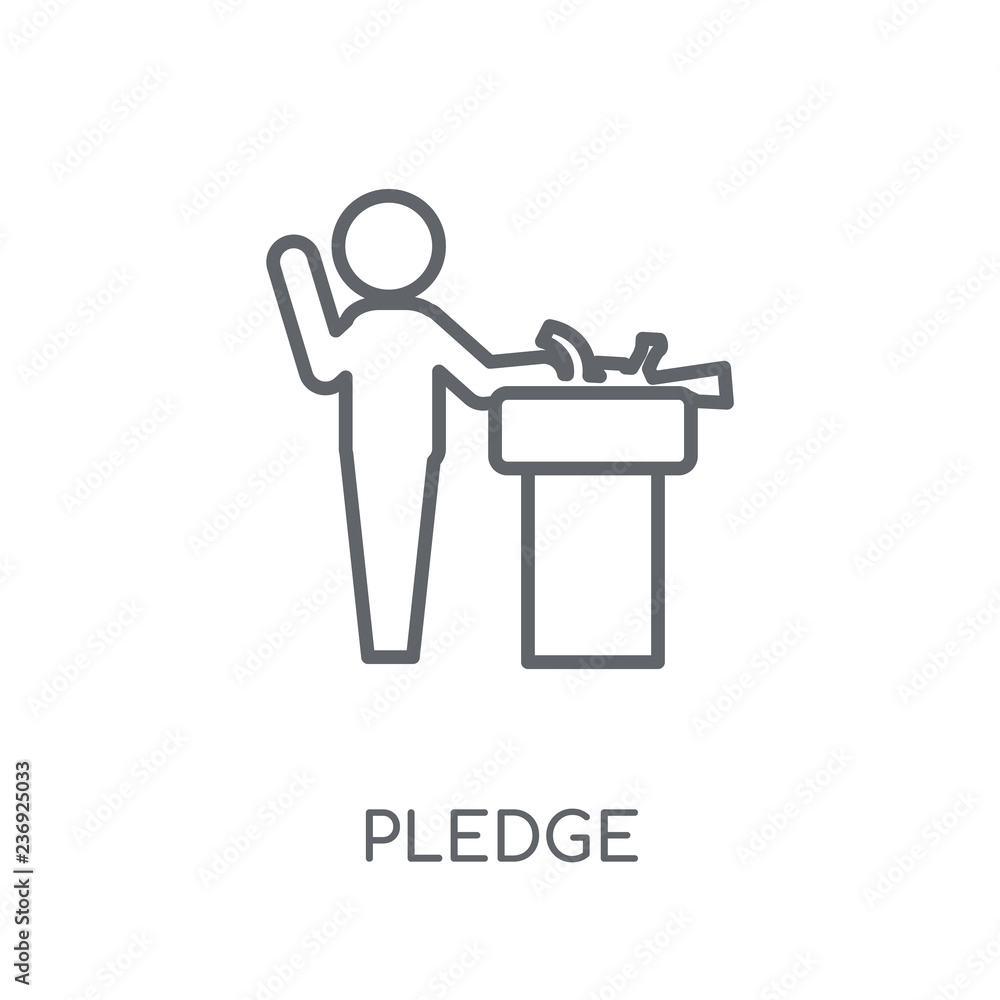 Pledge linear icon. Modern outline Pledge logo concept on white ... Pledge linear icon. Modern outline Pledge logo concept on white ...