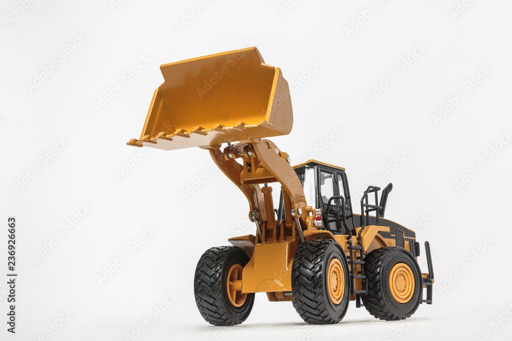 Wheel loader model isolated on white background Stock Photo | Adobe Stock