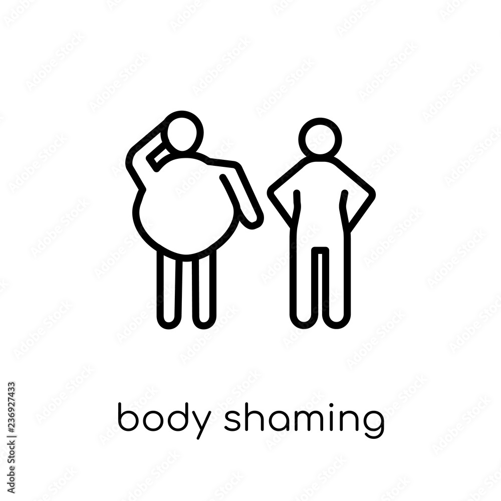 body shaming icon. Trendy modern flat linear vector body shaming icon on white background from ...