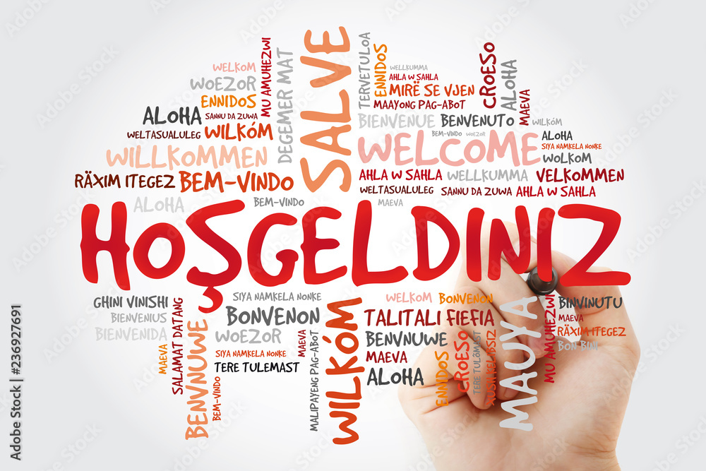 Hosgeldiniz (Welcome in Turkish) word cloud with marker in different ...