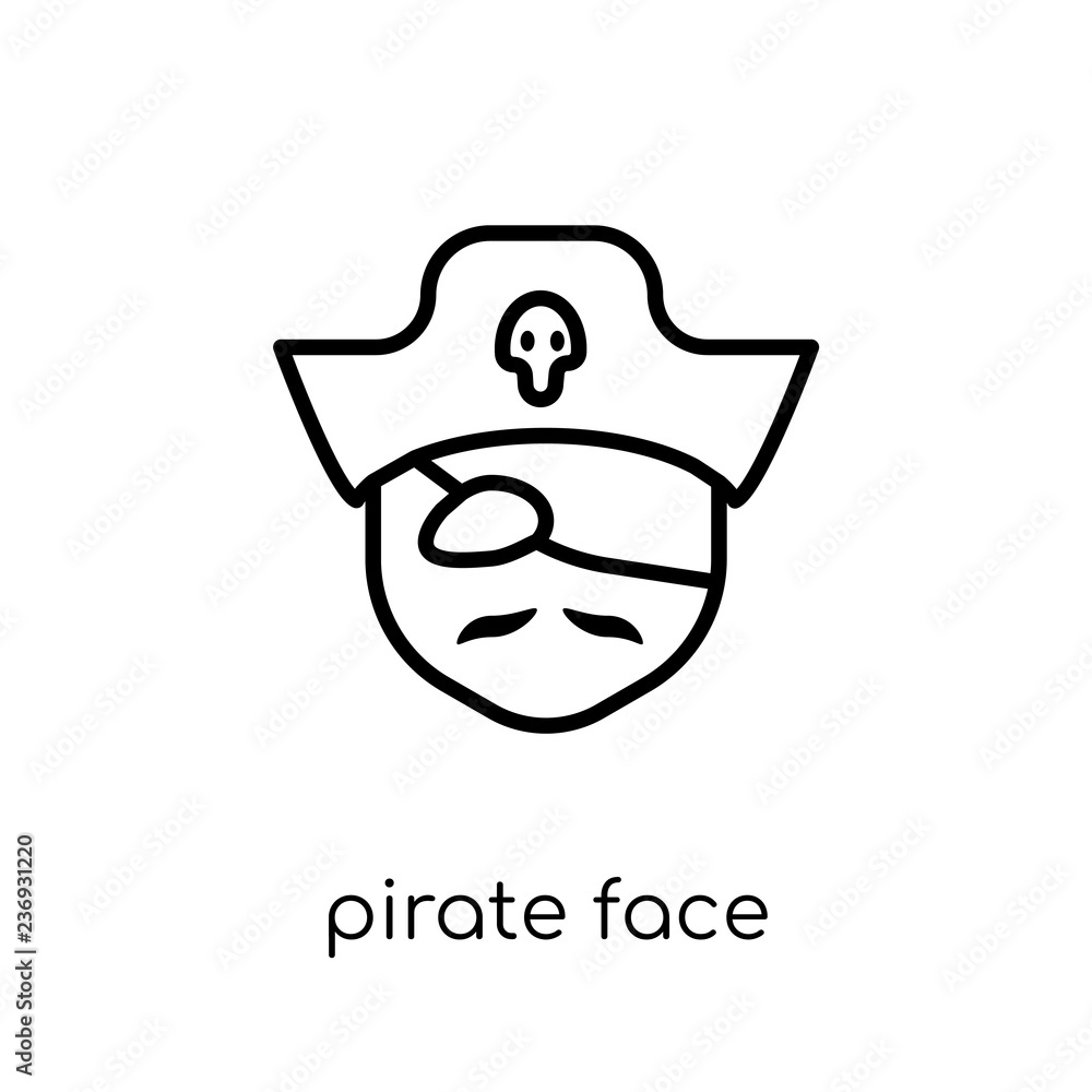 Pirate face icon. Trendy modern flat linear vector Pirate face icon on ...