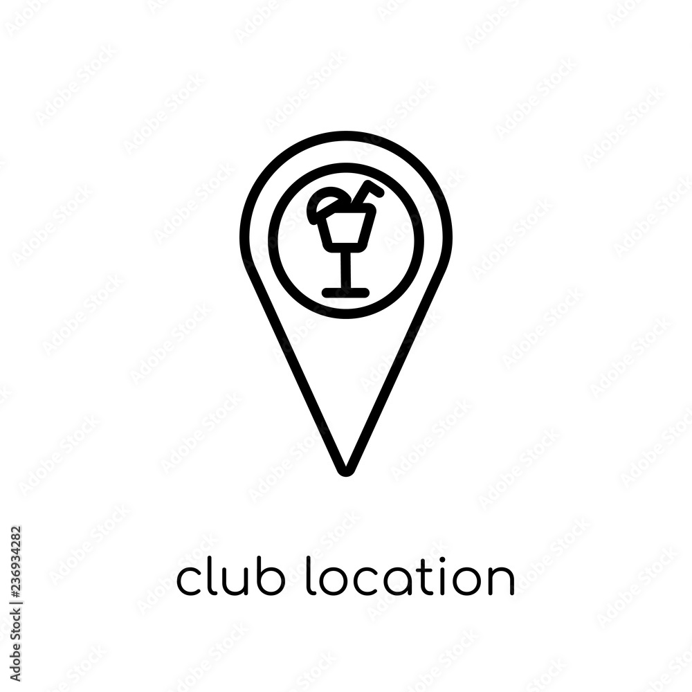 Club location icon. Trendy modern flat linear vector Club location icon ...