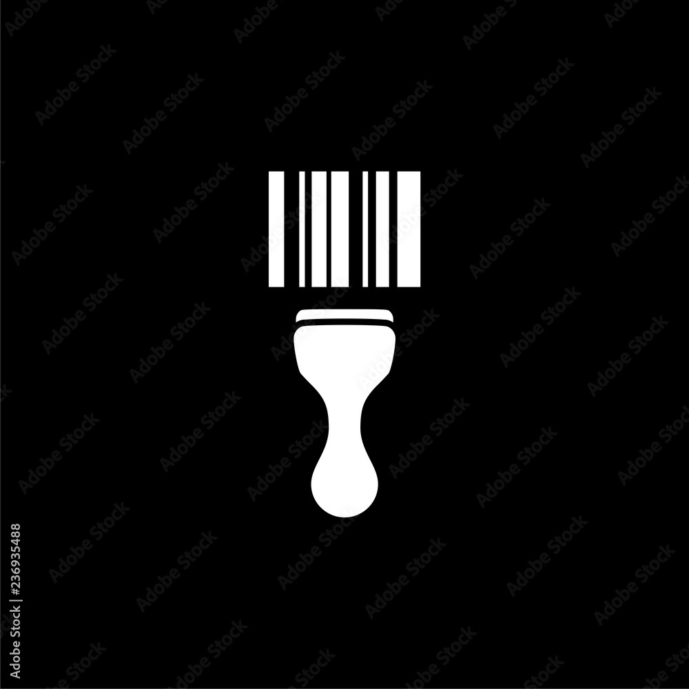 Barcode reader scanning bar code icon or logo on dark background Stock ...