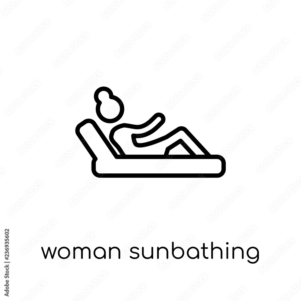 Woman Sunbathing icon. Trendy modern flat linear vector Woman ...