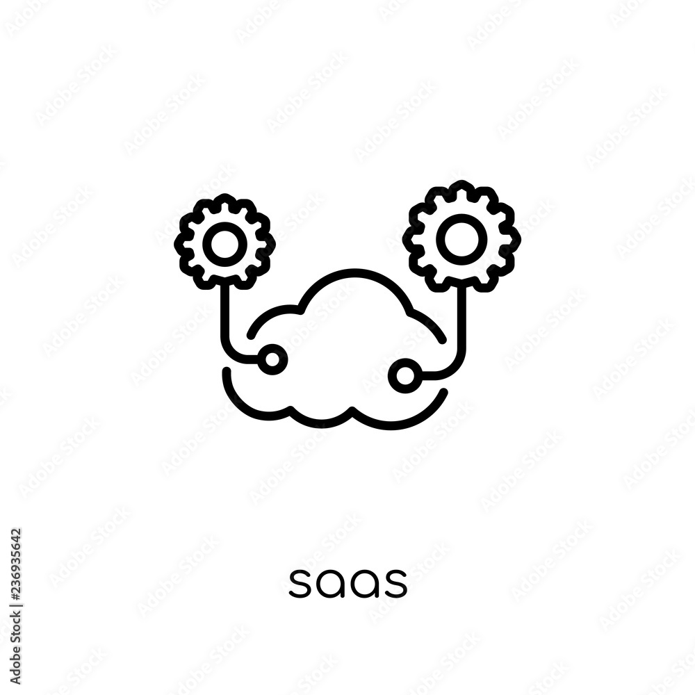 saas icon. Trendy modern flat linear vector saas icon on white ...