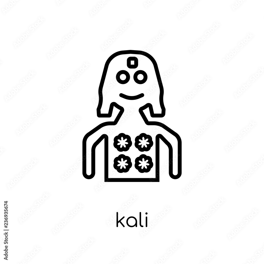 Kali icon. Trendy modern flat linear vector Kali icon on white ...