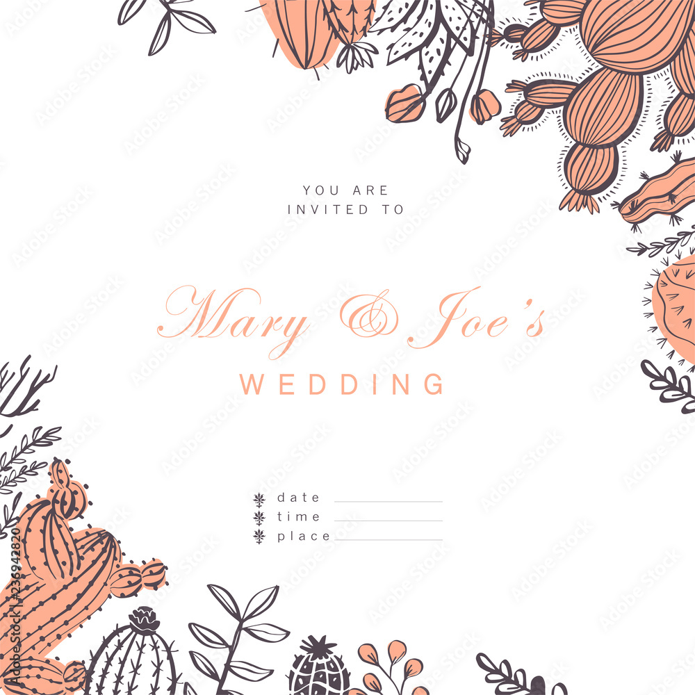 Vector wedding invitation, card, tag design template - text place ...