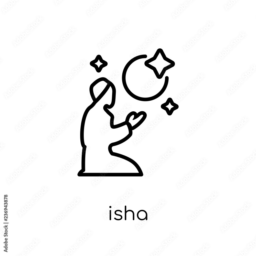 Isha icon. Trendy modern flat linear vector Isha icon on white ...